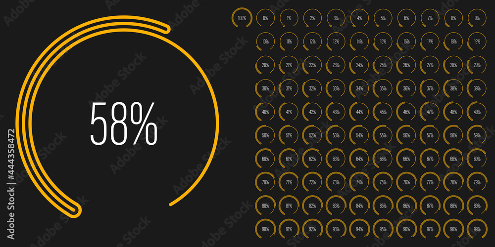 Set of circular sector arc percentage diagrams meters progress bar from ...