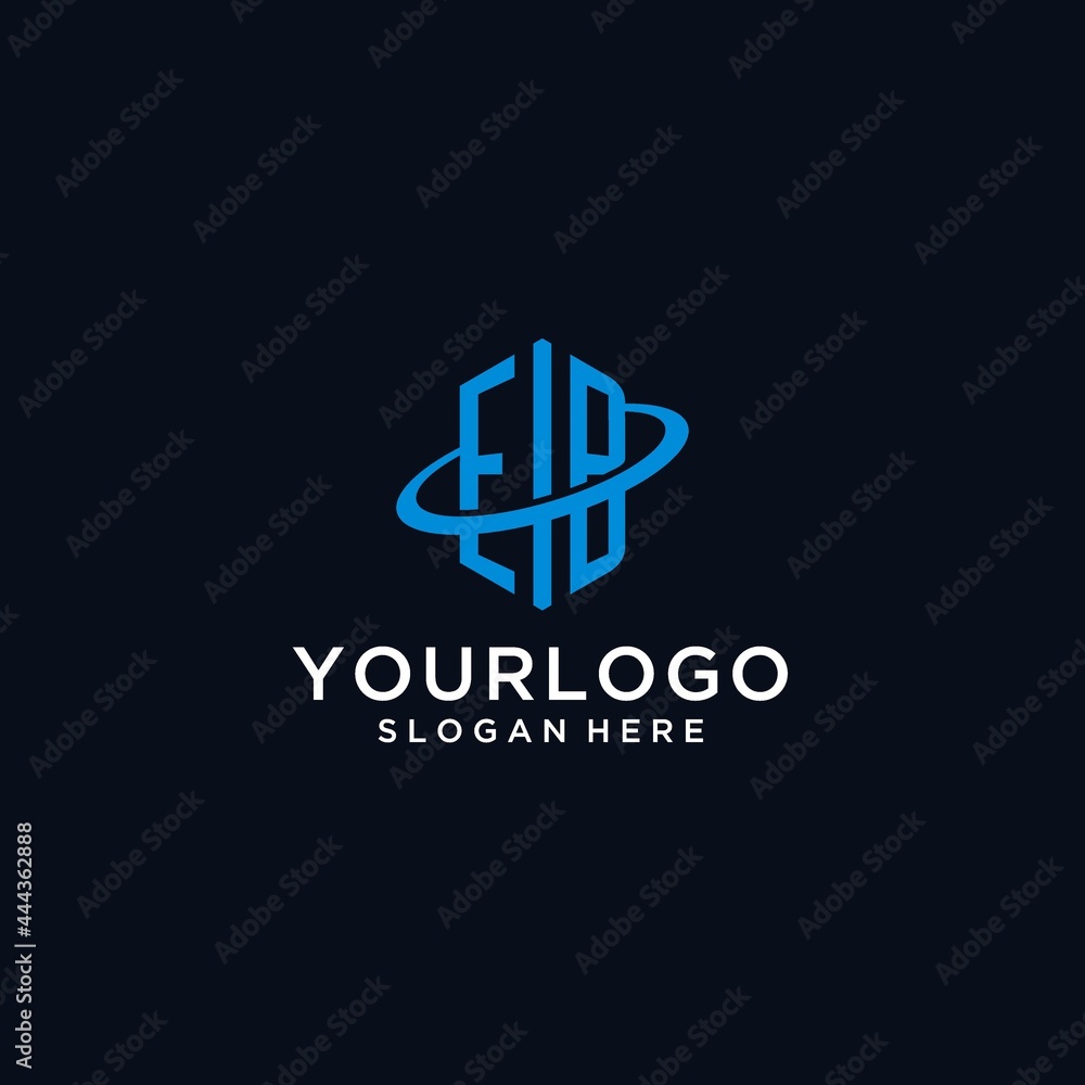 EB initial monogram logo with hexagonal shape and swoosh design Stock ...