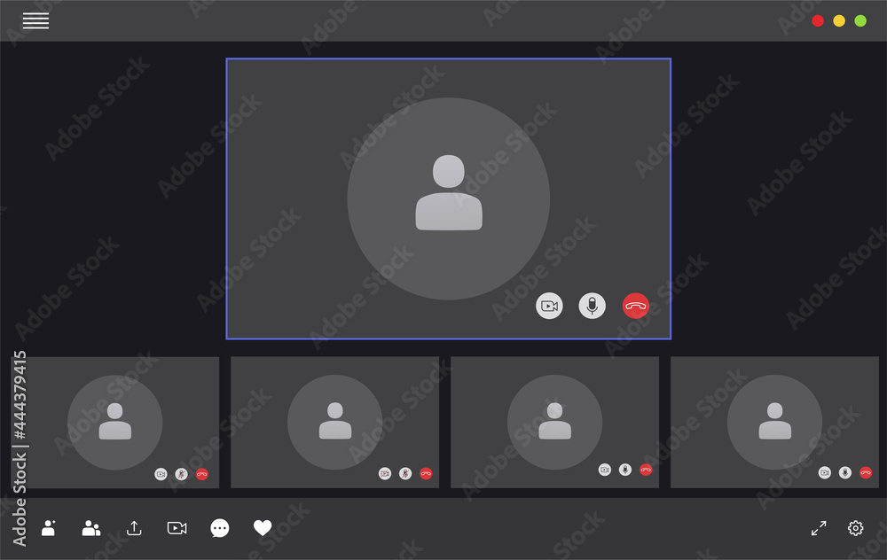 Video conferencing interface, user video call window. Social remote ...