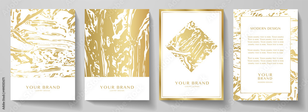 Modern gold cover, frame design set. Creative fashionable background ...