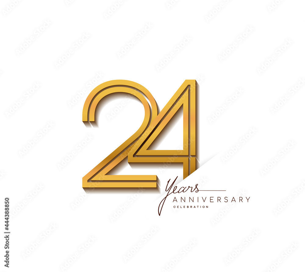 24th anniversary logo golden colored with linked number isolated on ...