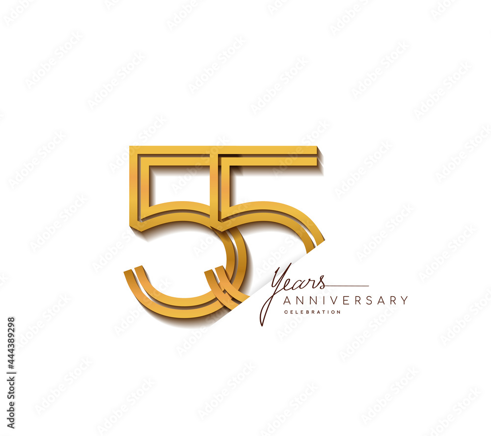 55th anniversary logo golden colored with linked number isolated on ...