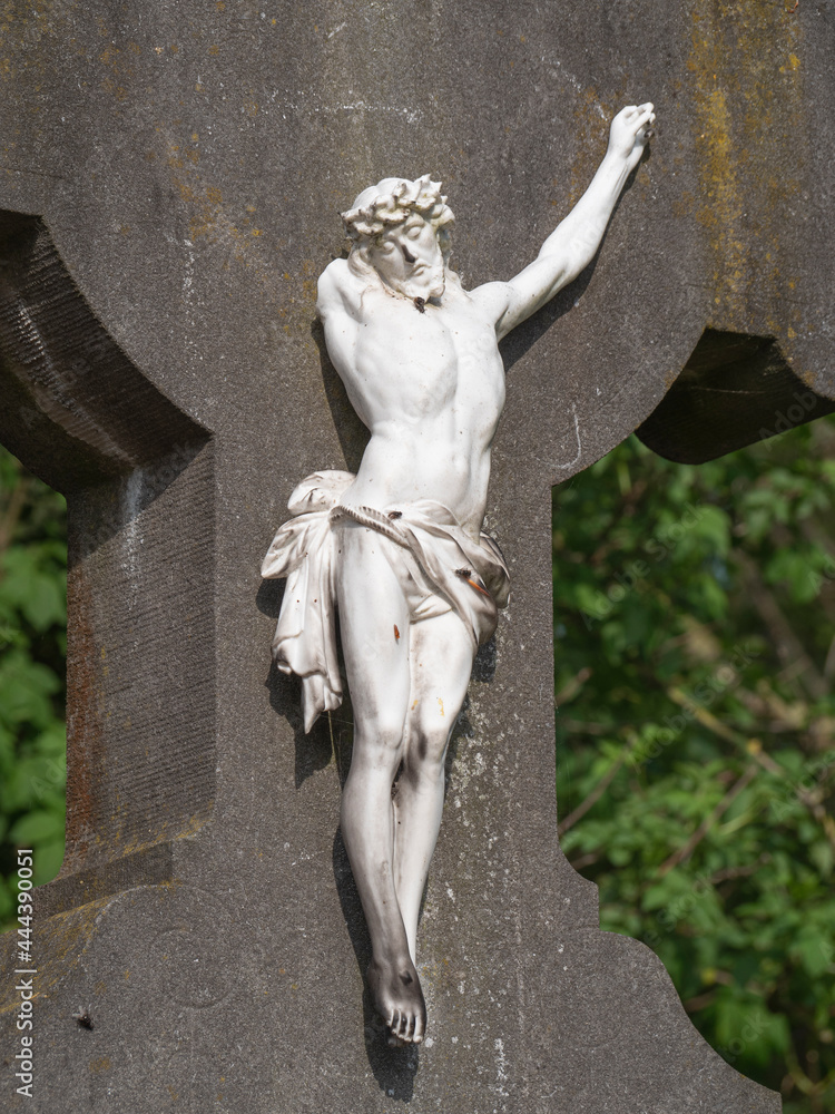 Image of a broken Jesus Christ on the cross with a missing arm and real ...