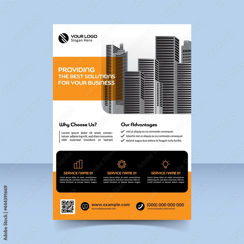 Modern rounded orange flyer template Stock Vector | Adobe Stock