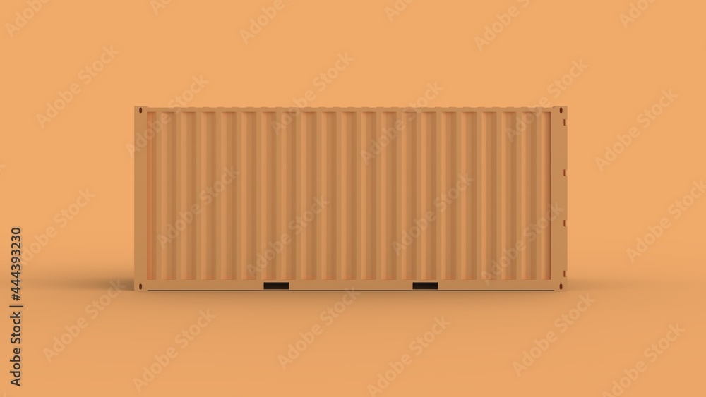Yellow ISO intermodal cargo ship container with closed doors left side ...