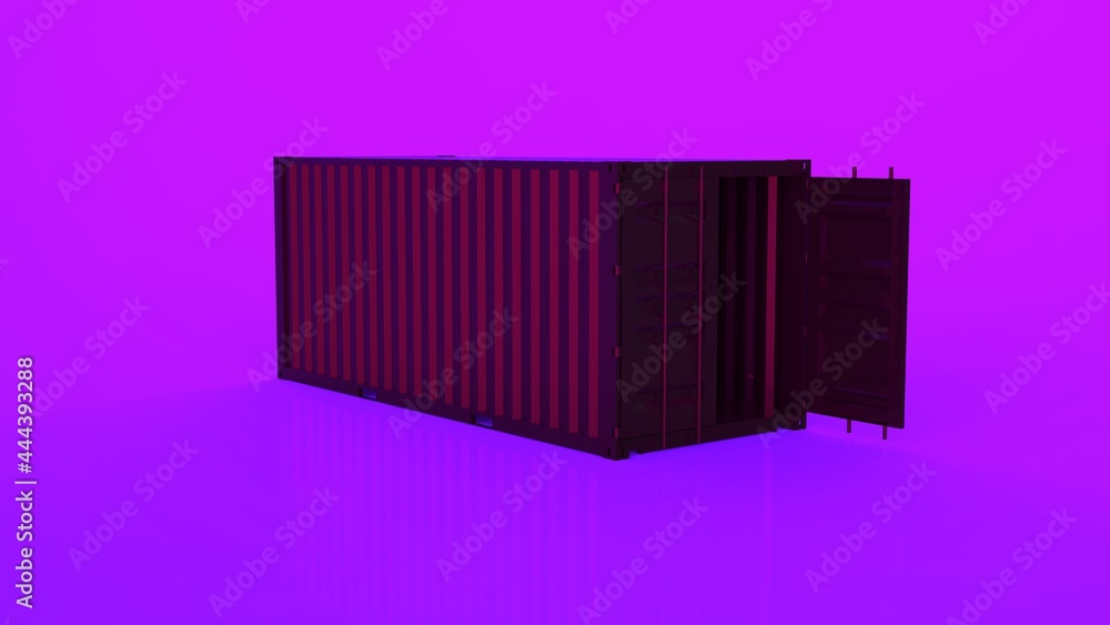 Purple violet and blue color container isolated on neon light twenty ...