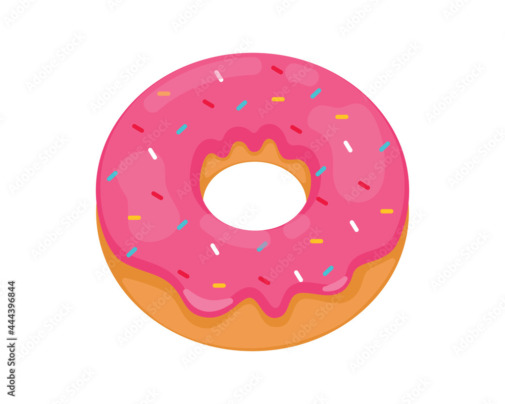 Donut, realistic donut with pink icing isolated on white background ...