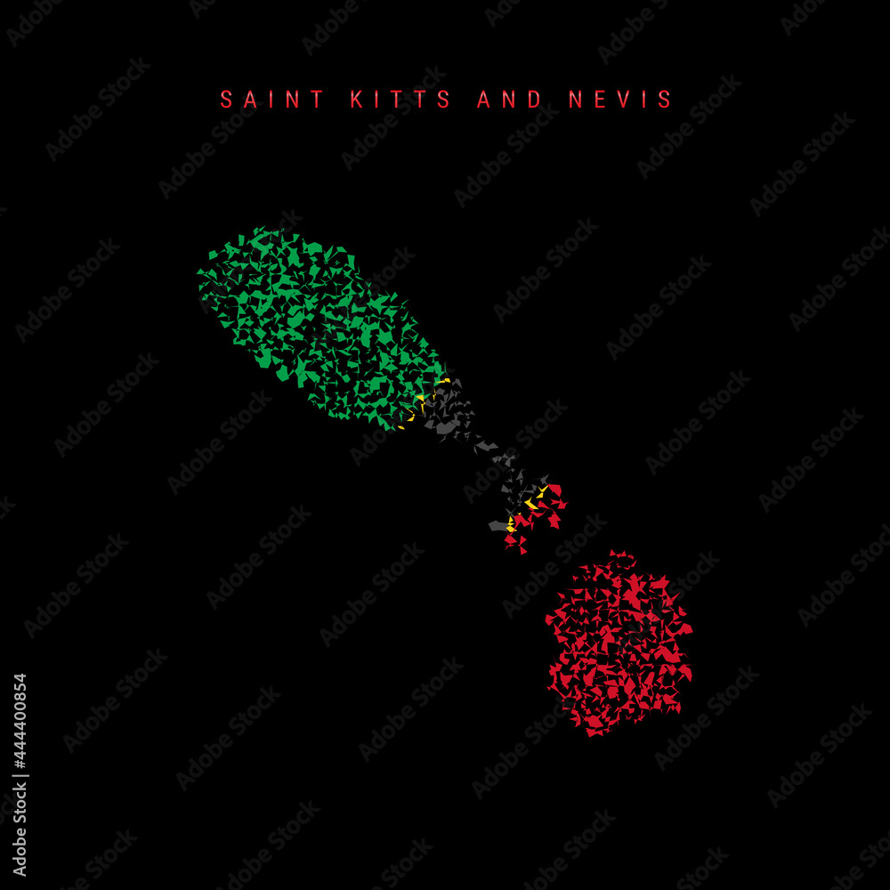 Saint Kitts and Nevis flag map, chaotic particles pattern in the Saint ...