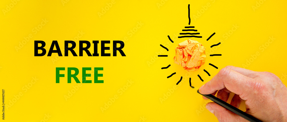 Barrier free symbol. Businessman writing words 'Barrier free', isolated ...