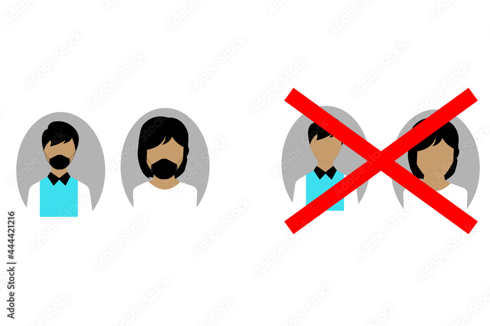 No entry without / please wear face mouth mask icon. Sign can be used ...