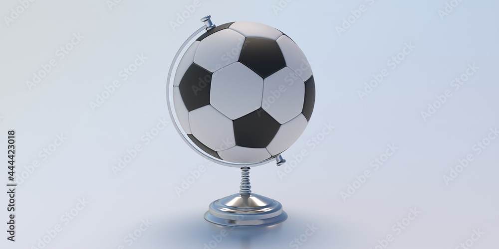 Football soccer ball Globe planet Earth on white background. 3d ...