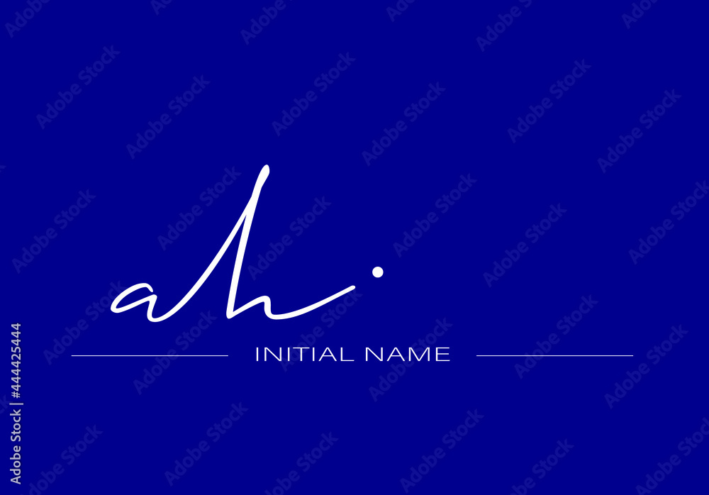 Stylish and elegant signature of letter AH with dark blue background ...