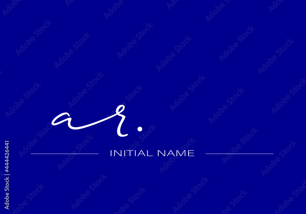 Stylish and elegant signature of letter AR with dark blue background ...