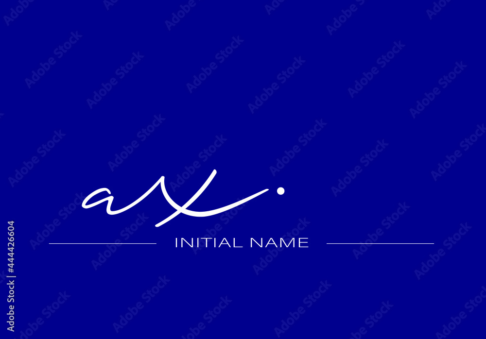 Stylish and elegant signature of letter AX with dark blue background ...