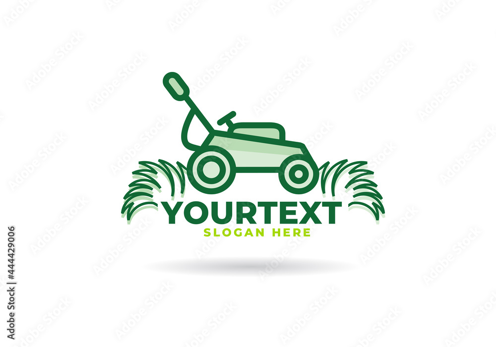 lawnmower logo or icon, lawn moving and lawn care service logo ...