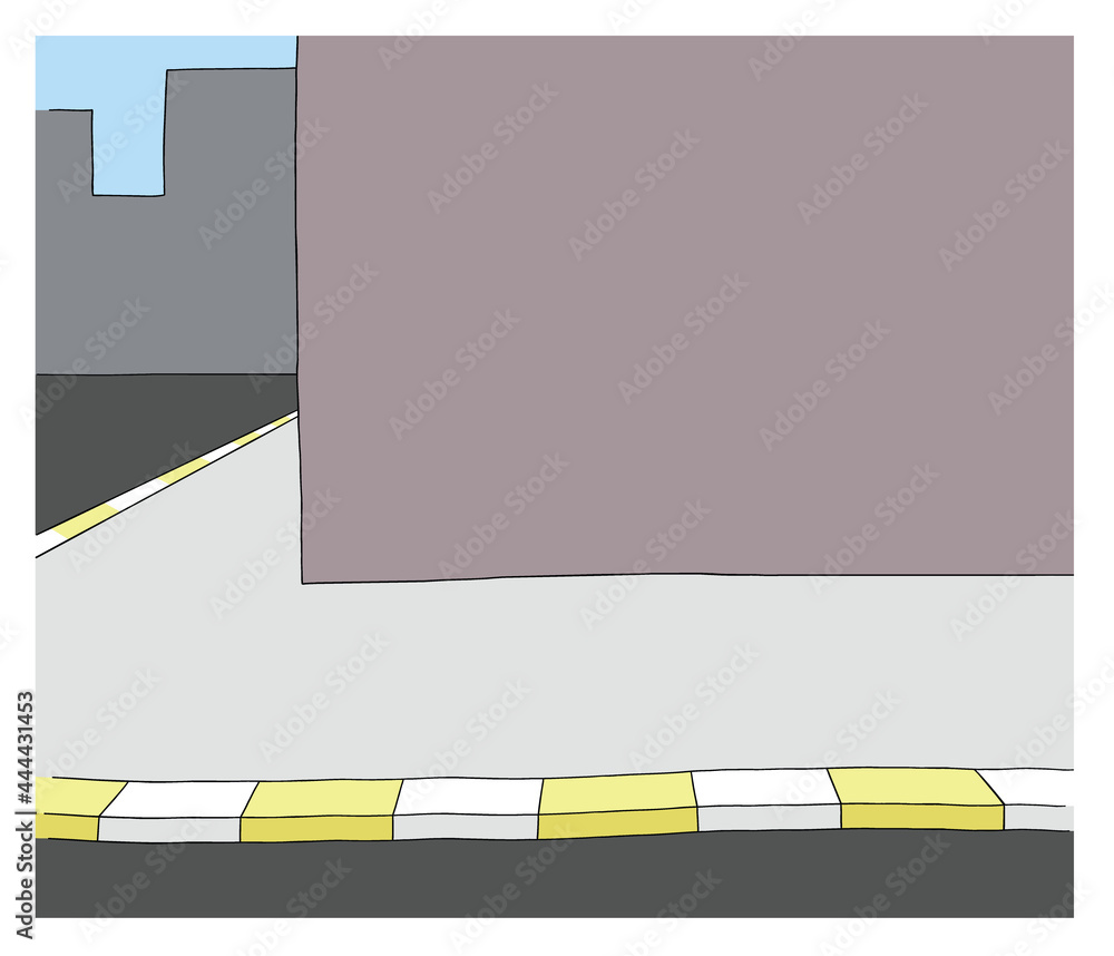 Cartoon street view, sidewalk and road, vector illustration Stock ...