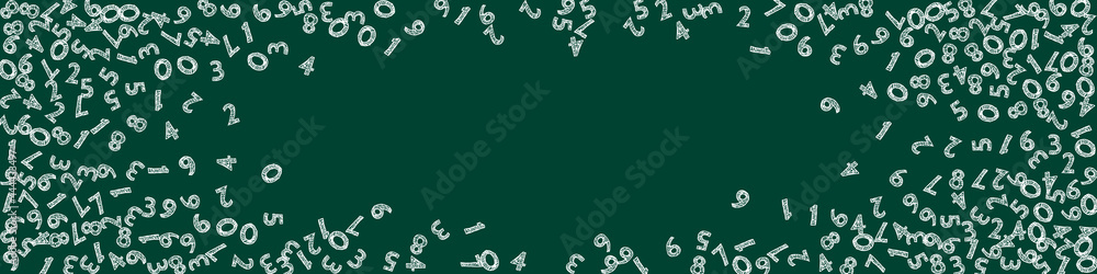 Falling handdrawn chalk numbers. Math study concept with flying digits ...
