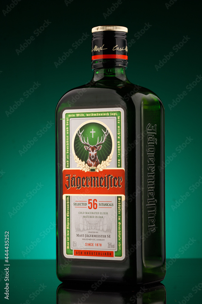 LVIV, UKRAINE - June 24, 2021: jagermeister liqueur and alcoholic ...