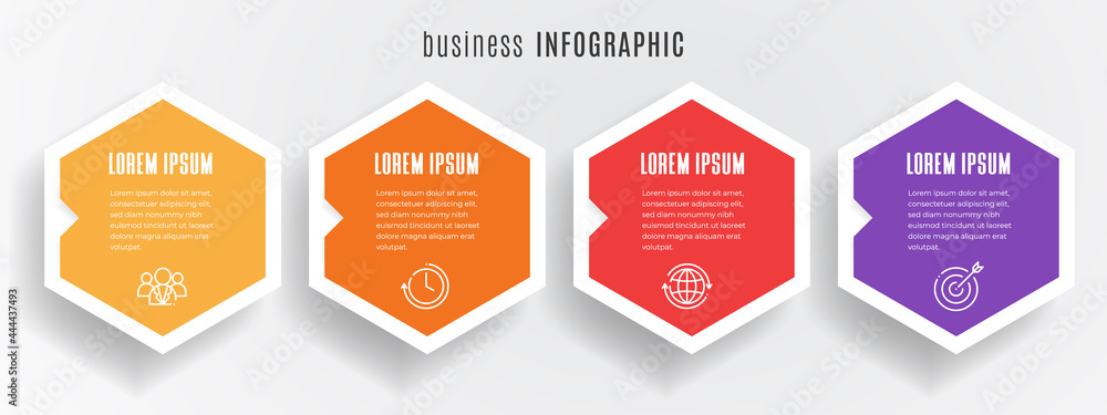 Hexagon timeline infographic template 4 steps Stock Vector | Adobe Stock