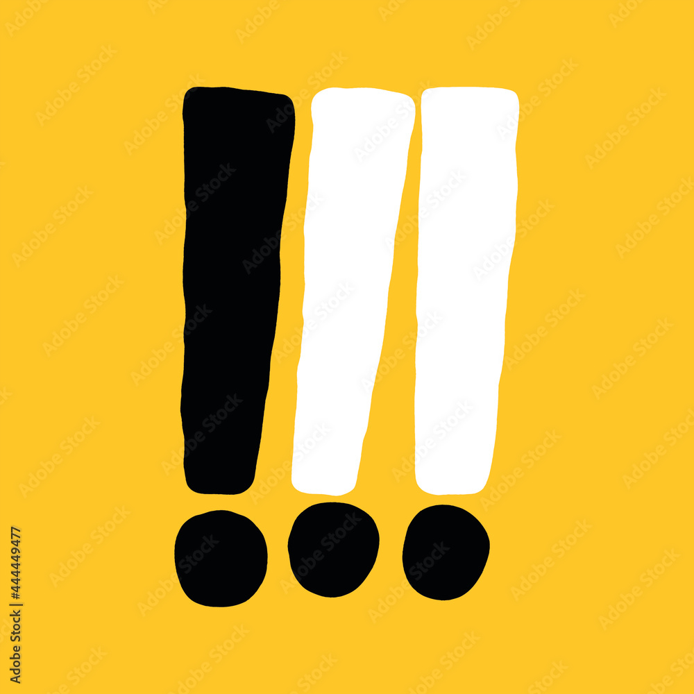 exclamation point, exclamation mark, on yellow background in high ...