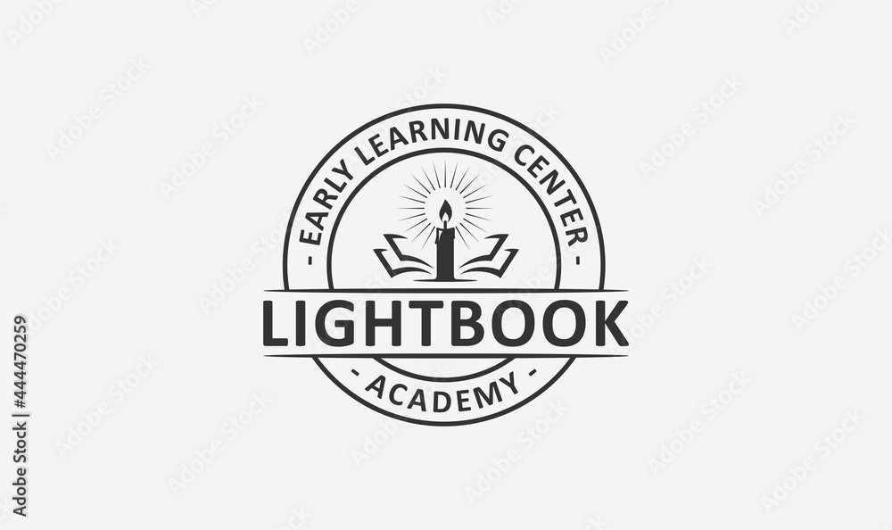 education academy logo design with the candle and book element. Stock ...