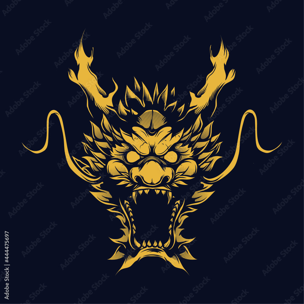 Golden Dragon Stock Vector | Adobe Stock