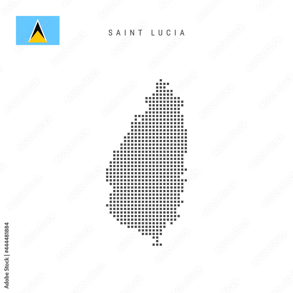 Square dots pattern map of Saint Lucia. Saint Lucian dotted pixel map ...