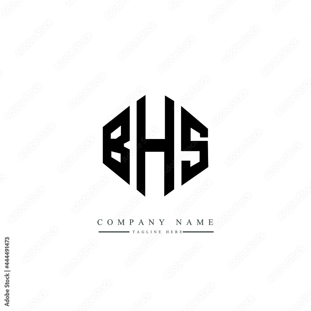 BHS letter logo design with polygon shape. BHS polygon logo monogram ...