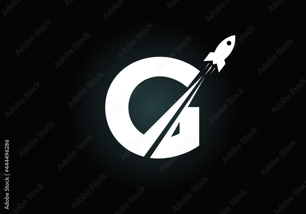 Initial G monogram letter alphabet with a Rocket logo design. Rocket ...