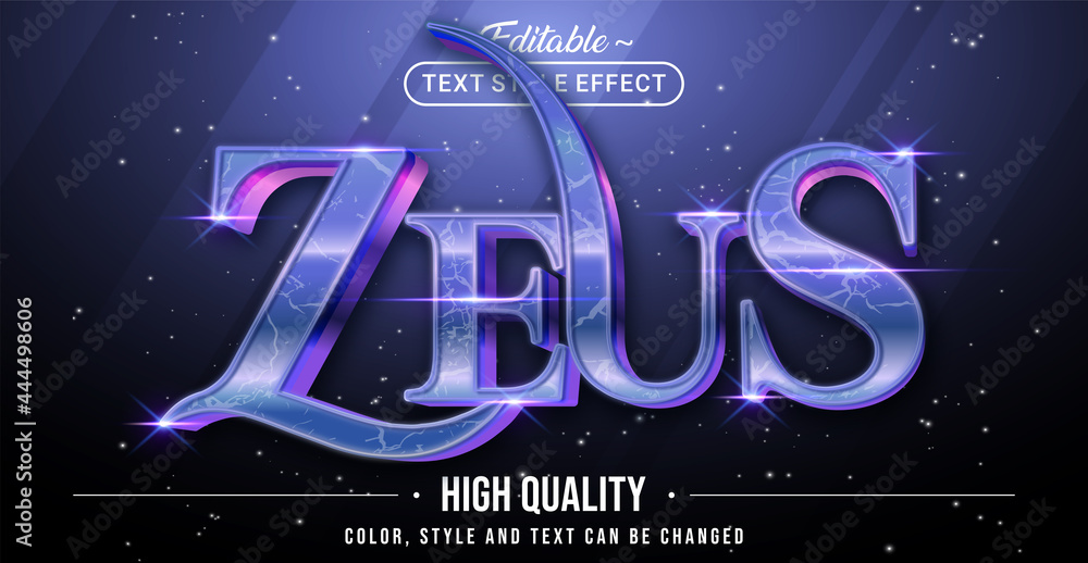 Editable text style effect -Zeus text style theme. Stock Vector | Adobe ...