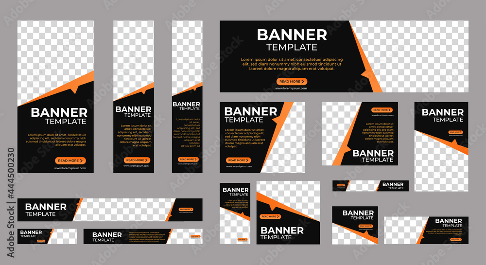 Set of Corporate Business web banners with standard size and place for ...
