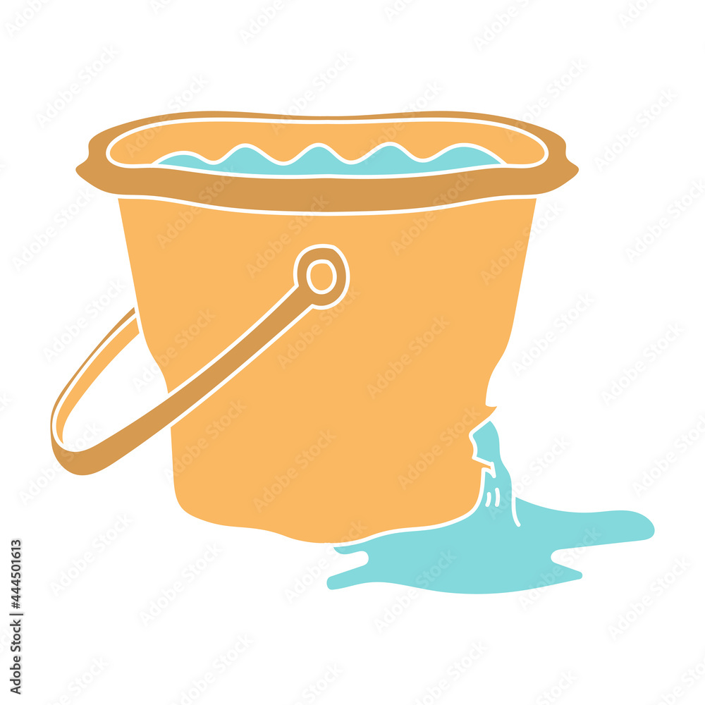 leaking bucket hand drawn element design vector. clipart cartoon ...