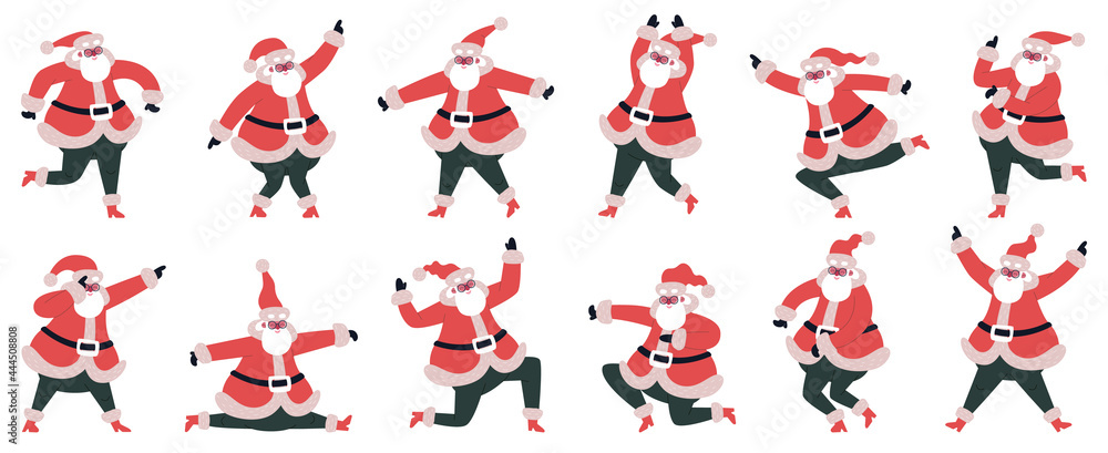 Dancing Santa Claus. Funny cartoon Santa Claus dancing and jumping ...