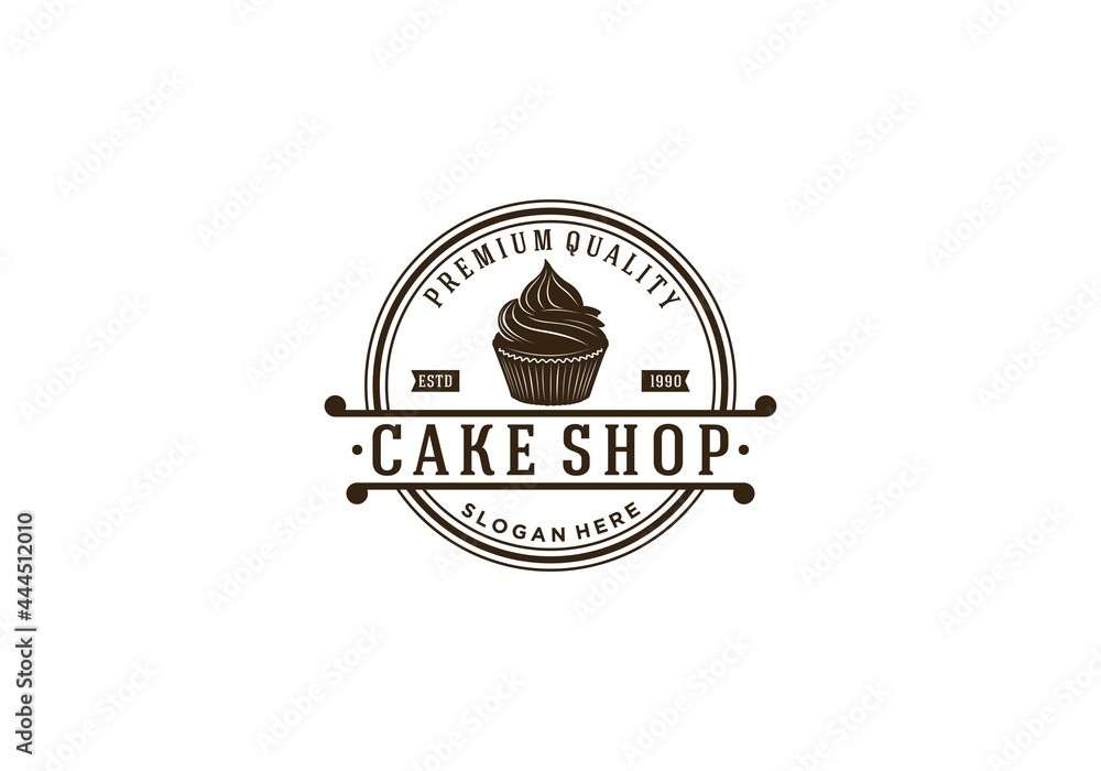 cake shop logo template in white background Stock Vector | Adobe Stock