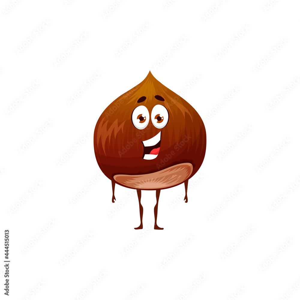 Cobnut or filbert nut isolated emoji emoticon flat cartoon character ...