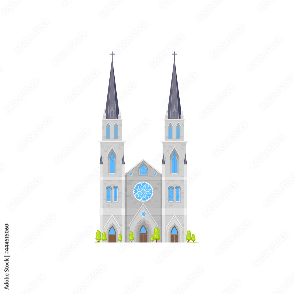 Vetor de Cathedral church building, temple and chapel vector medieval ...