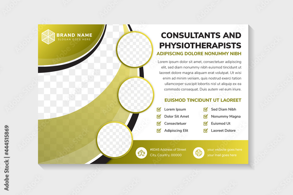 Curve horizontal flyer template design with headline consultants and ...