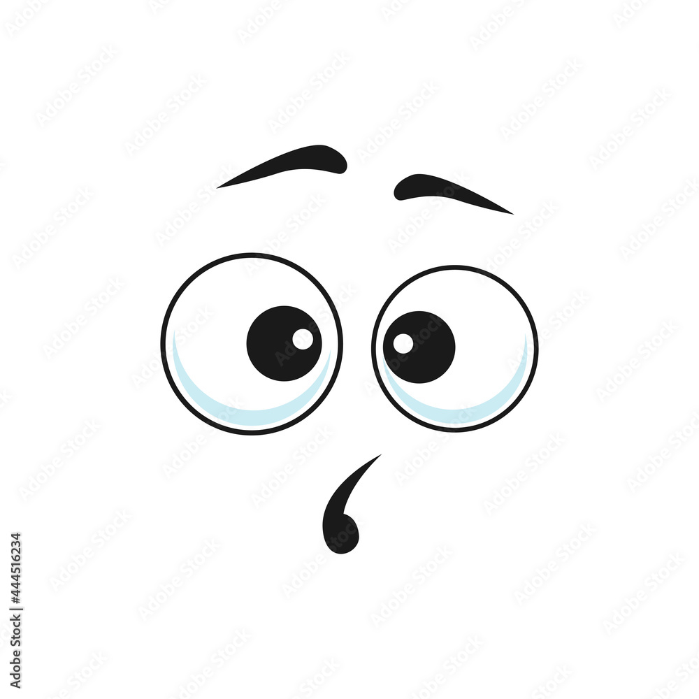 Surprised cartoon face vector curious funny emoji, astonished facial ...