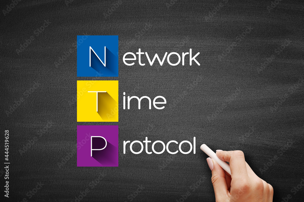 NTP - Network Time Protocol acronym, technology concept background on ...