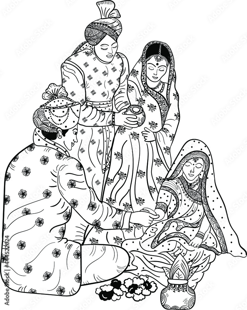 Indian wedding clip art kanyadan ceremony of bride and groom with their ...