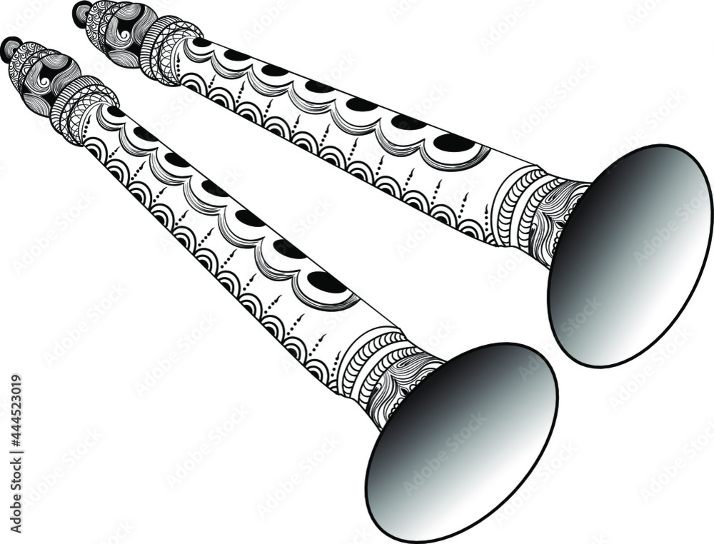 Vetor de Indian wedding instrument Shehnai vector illustration black ...