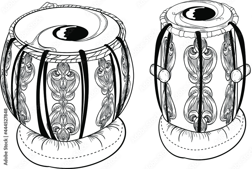 Artistic line drawing of Indian Classical Music fine designed ...
