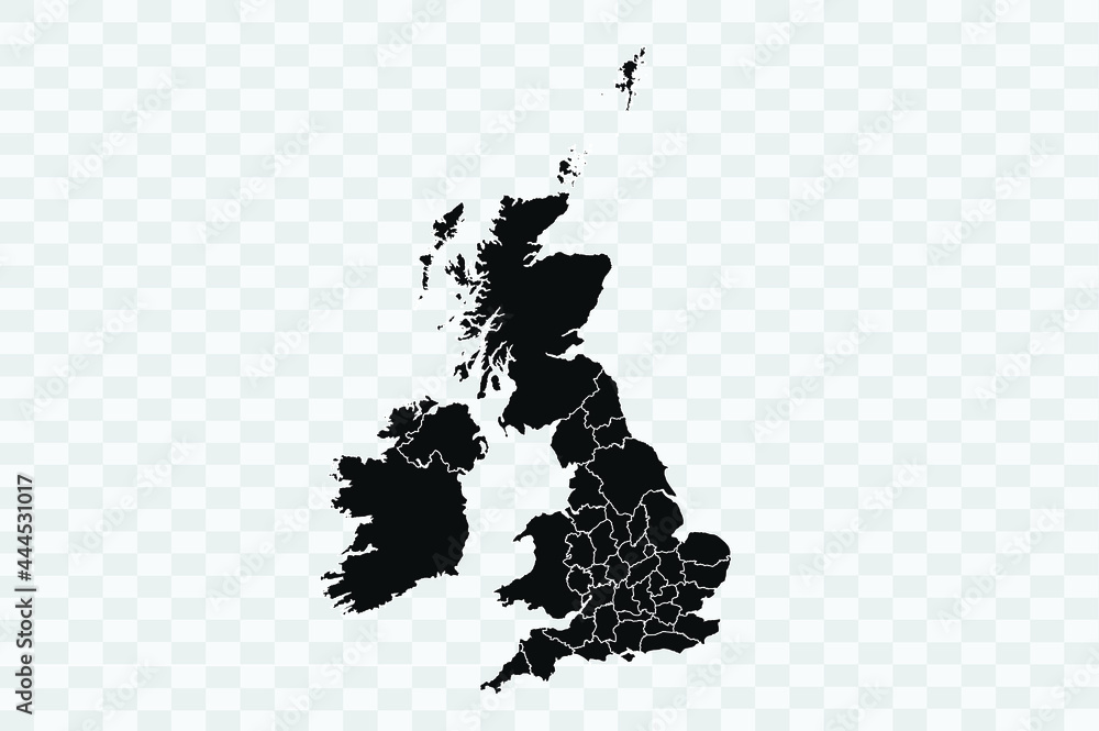 Uk Counties map black Color on Backgound Stock Vector | Adobe Stock
