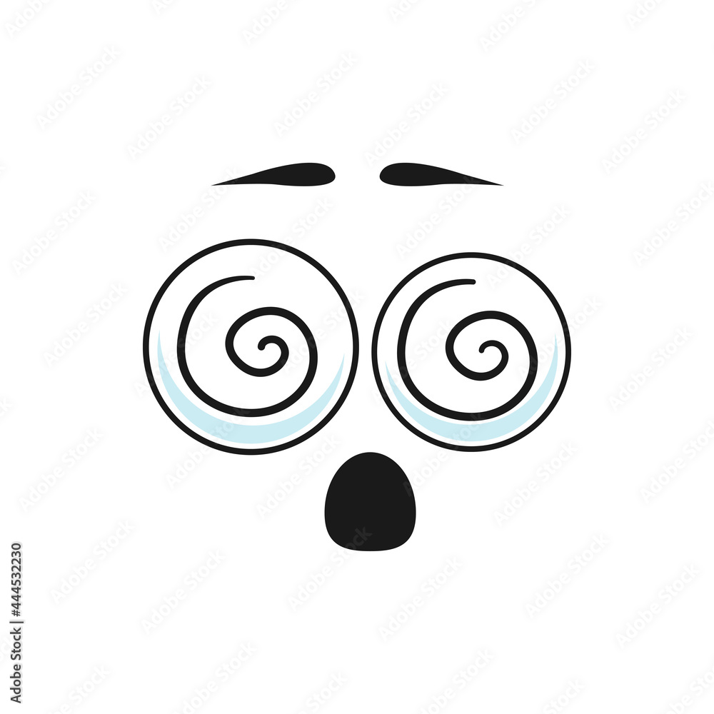 Hypnosis emoji isolated icon. Vector puzzled or confused emoticon with ...