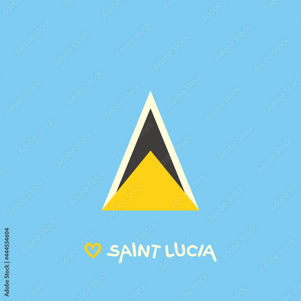 Saint Lucian Flag art of an Yellow and a White-edged Black isosceles ...