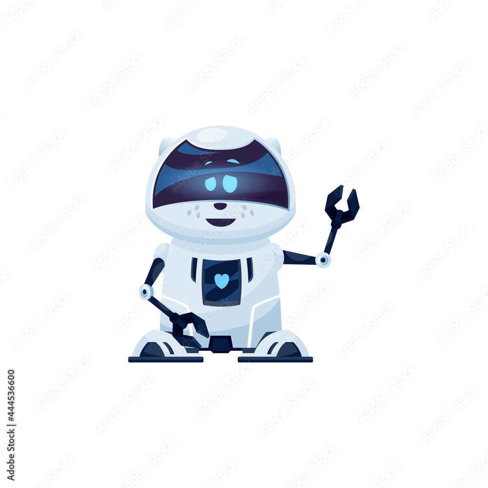 Cartoon robot cat vector cyborg character, toy or bot, artificial ...