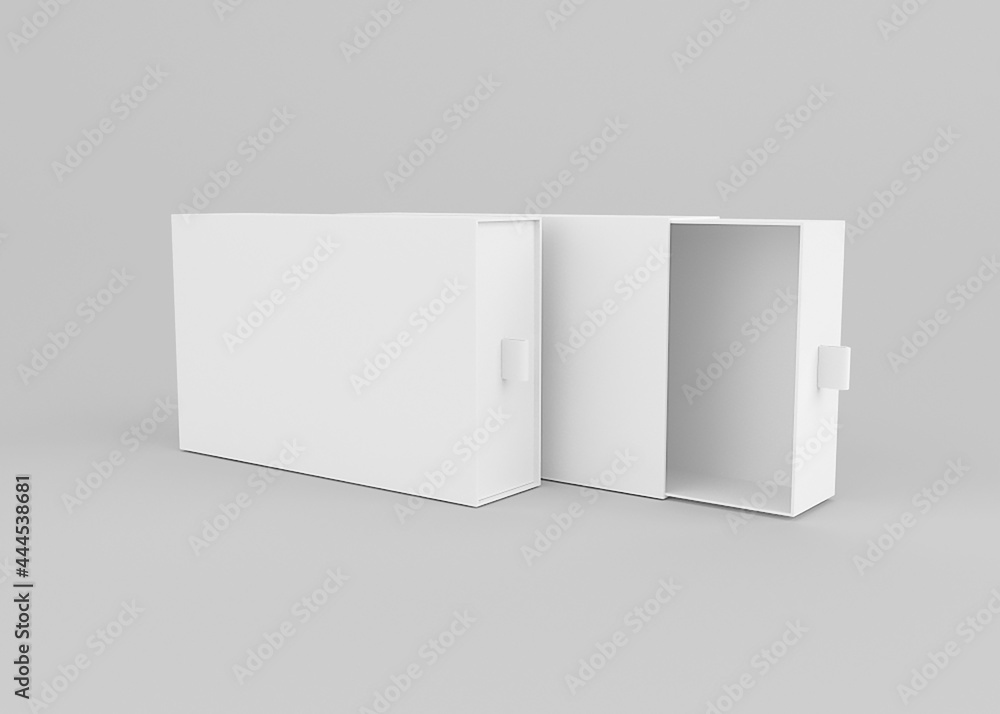 Blank slide box mockup. slide box 3d rendering model. slide box mockup ...
