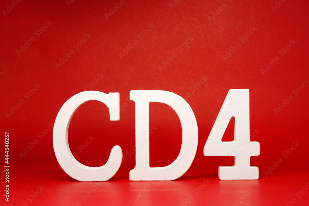 CD4 word number Isolated Red Background - CD4 (cluster of ...
