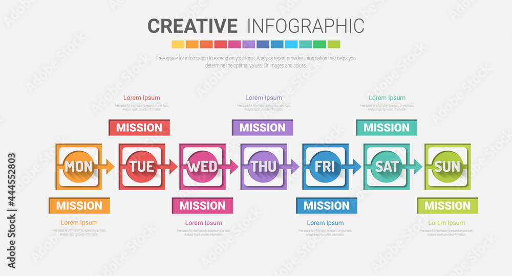 Time line, Timeline business for 7 day, week, Timeline infographics ...