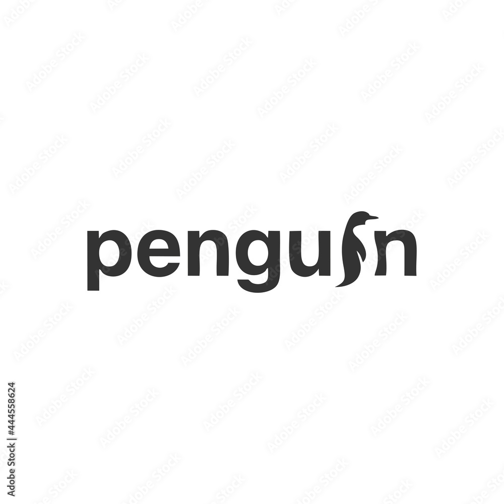 Penguin letter with logo design illustration. Isolated on white ...